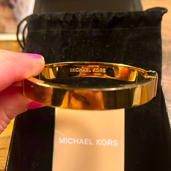 Michael Kors | Jewelry | Michael Kors Gold Bangle Bracelet Mk Logo ...